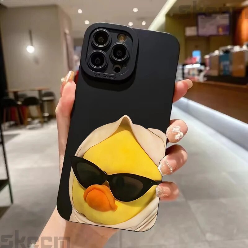 Модный мягкий чехол из ТПУ с милой крутой уткой для iPhone17 Air 16E 16 15 iPhone17, Black-YYDSM1267