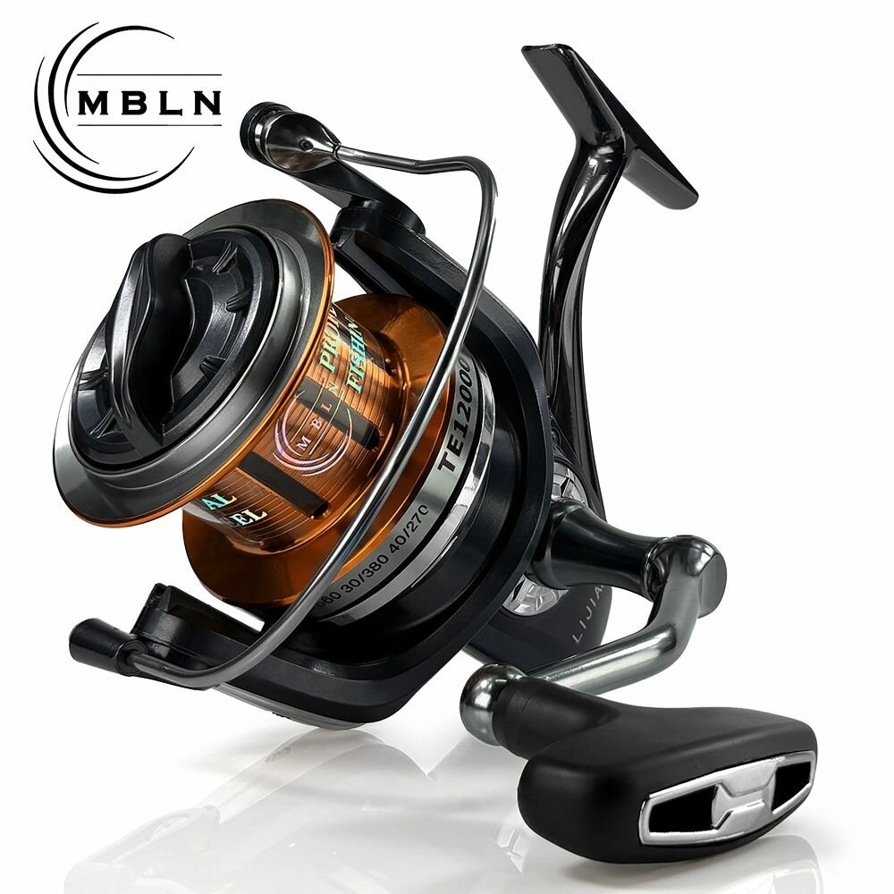 MBLN Морская безынерционная катушка: 80% металл, тормоз 25 кг, алюминиевая шпуля для дальнего заброса, рукоятка из алюминия, передача 4.1:1, вес 637г.