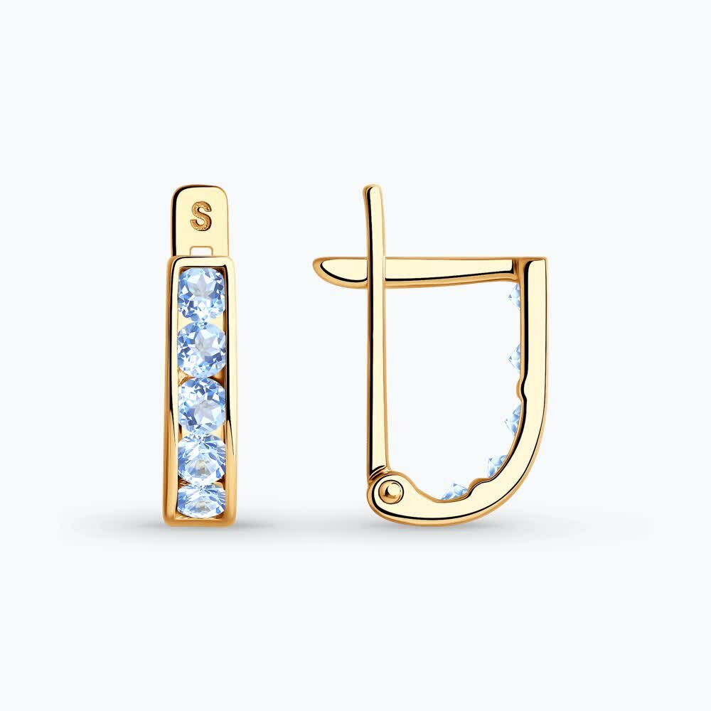 Серьги, красное золото, 585 проба, родирование, фианит