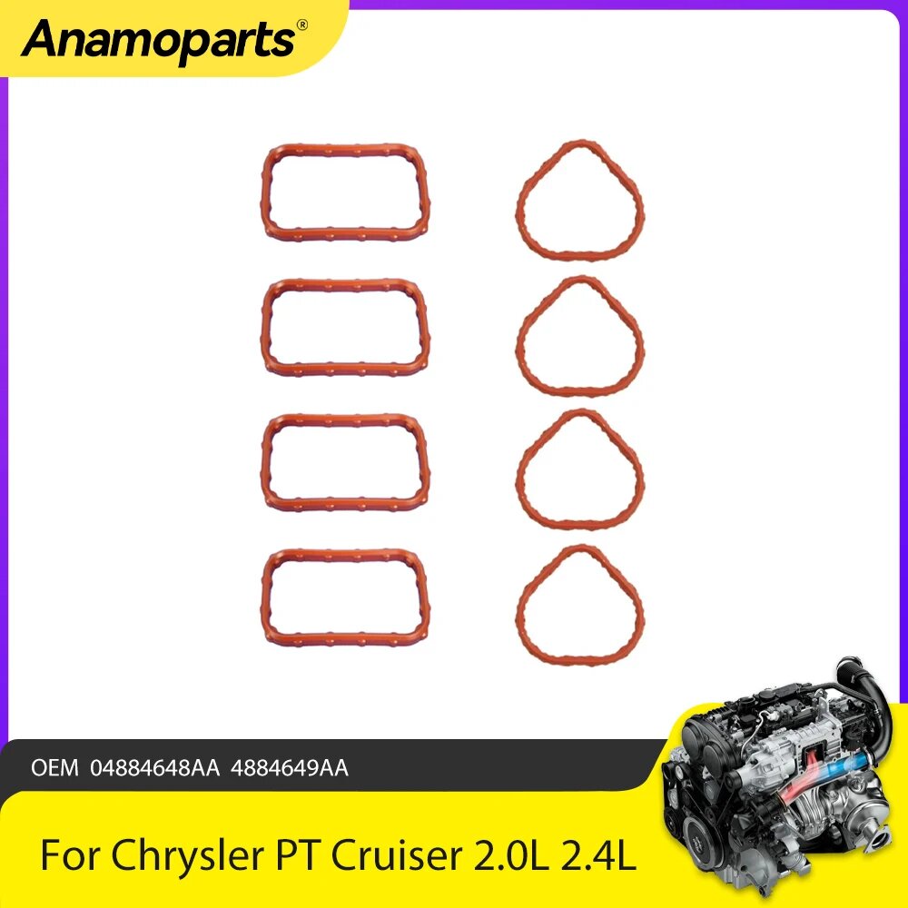 Комплект прокладок впускного коллектора деталей двигателя подходит для Chrysler PT Cruiser Dodge Ram 2.0L 2.4L L4 ECC EDZ OEM 4884649 АА 00-10