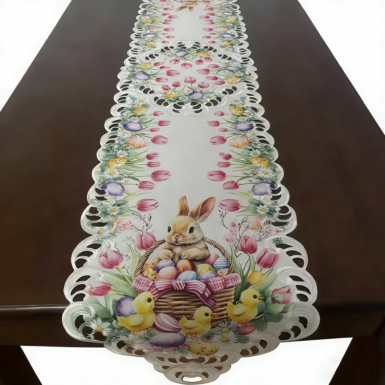 Пасхальный скатерть-дорожка из полиэстервинила с вышивкой кролика