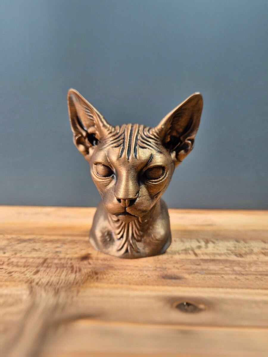 Эксклюзив! Статуэтка кошки - Ликой (10 см, коричневый металлик) - Милый друг, подарок, талисман