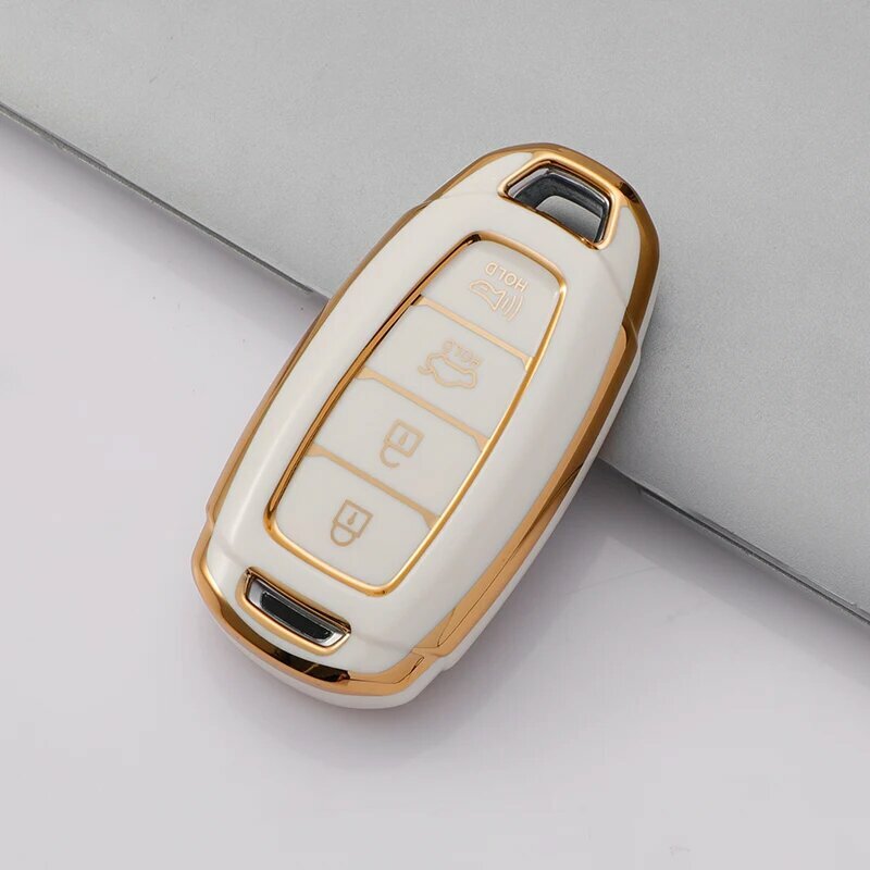 Автомобильный брелок из ТПУ, чехол для ключей для Hyundai I30 Ix35 KONA Encino Solaris 4B - White