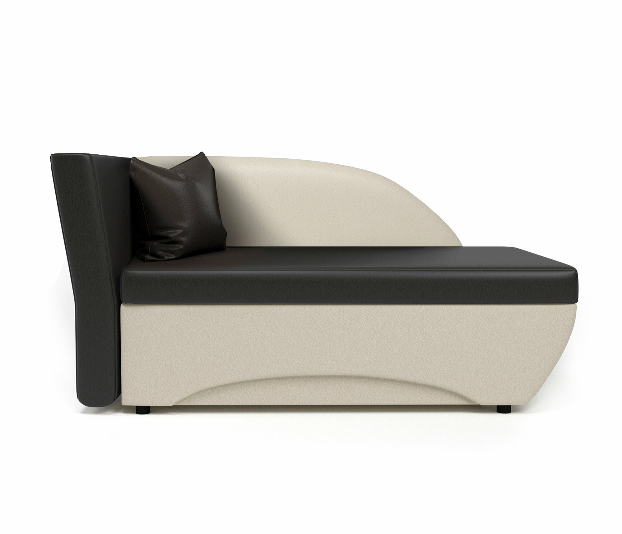 Диван Трио, кушетка, раскладной с ящиком экокожа бежевый/коричневый левый