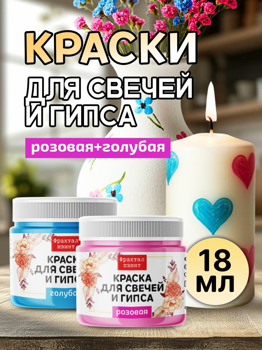 Комбо красок для свечей и гипса (розовая+голубая) 2х18мл, для творчества