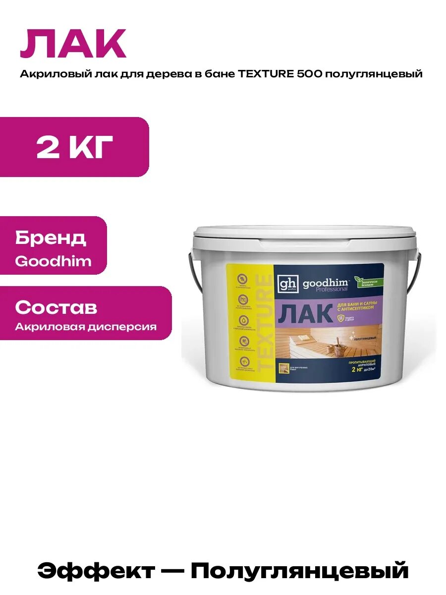 Защитный состав для бани и сауны TEXTURE 500 бесцветный 2кг