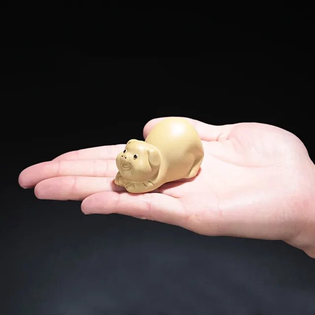 Милая фигурка поросенка, сделанная из фиолетовой глины, аксессуар для чайного столика, поделка, декор для дома, украшение для чайного сервиза.