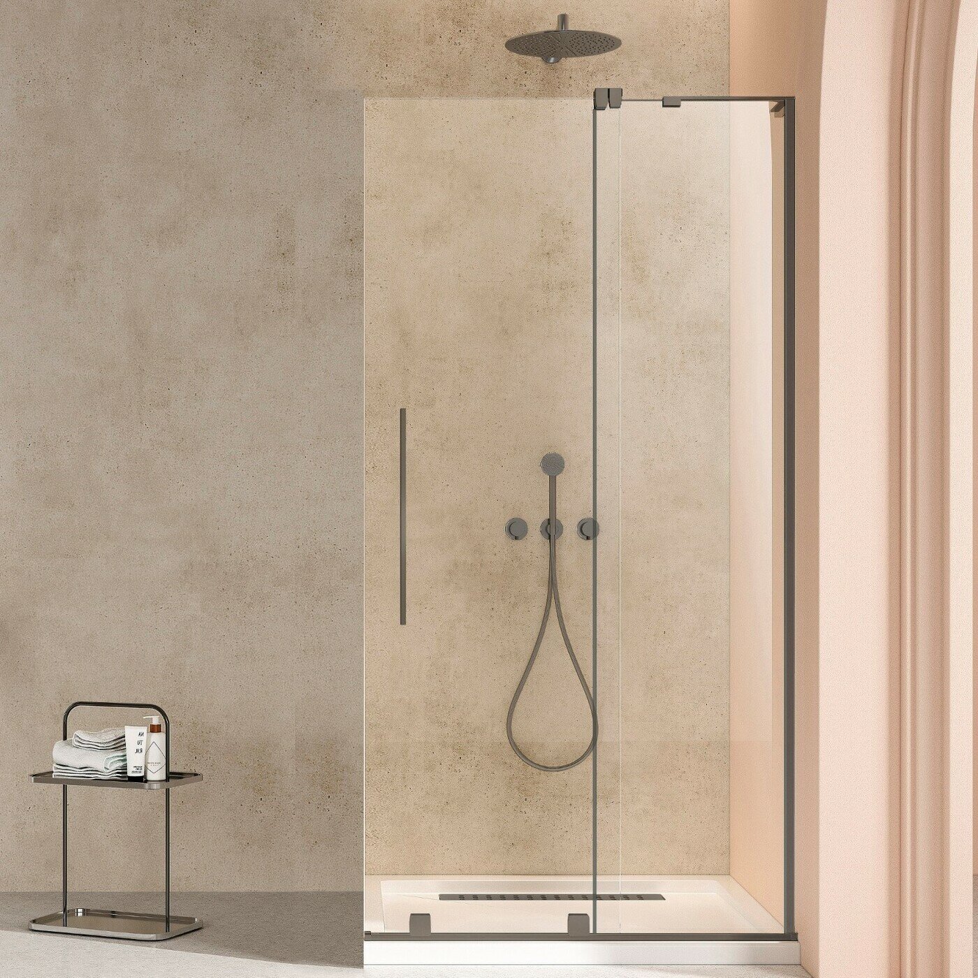 Душевая перегородка Vincea Walk-In 200х120 VSW-4WSL120CLGM-R вороненая сталь