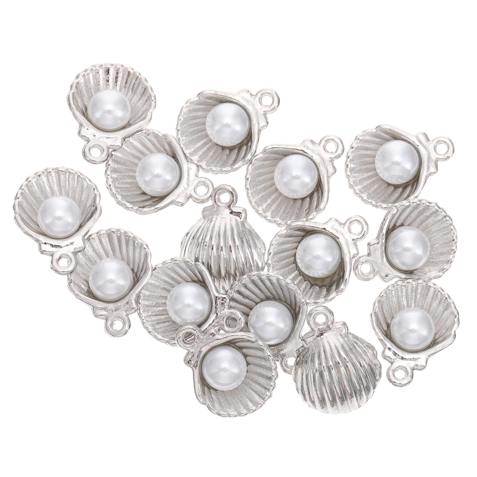 Ювелирные изделия из ракушек, жемчуга и сплавов с масляной пропиткой для студенток, включая браслеты, ожерелья и серьги (02 Белый, 15 штук/набор).