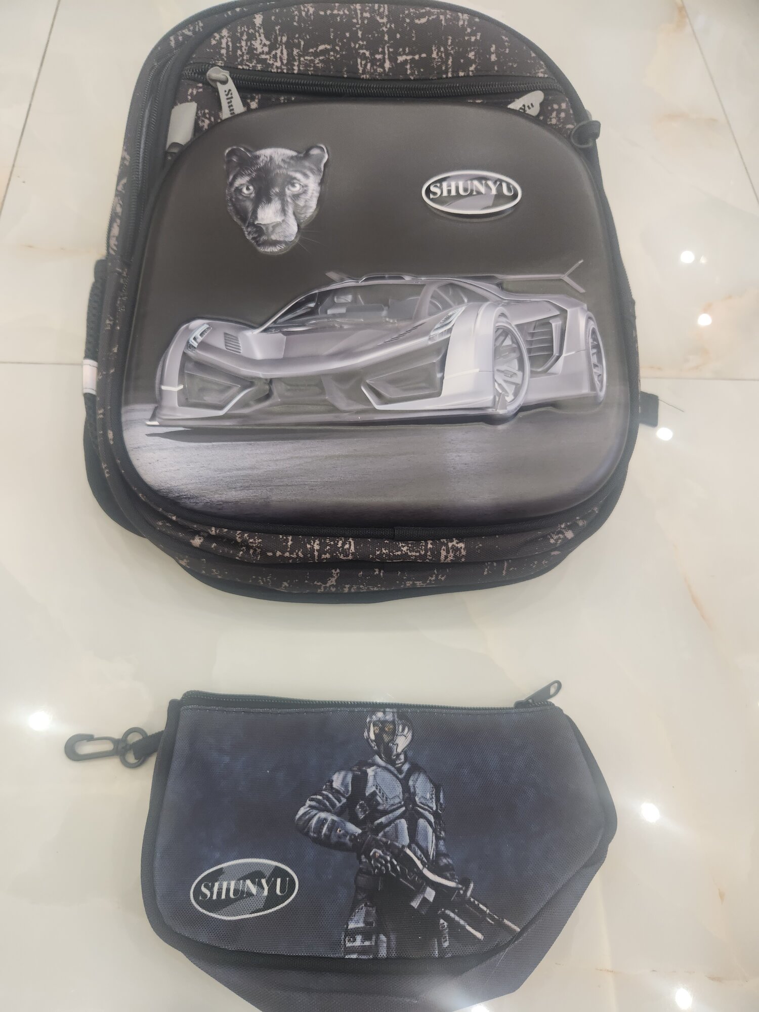 Детский школьный рюкзак для мальчика, цвет чёрный с серым 3д рисунком