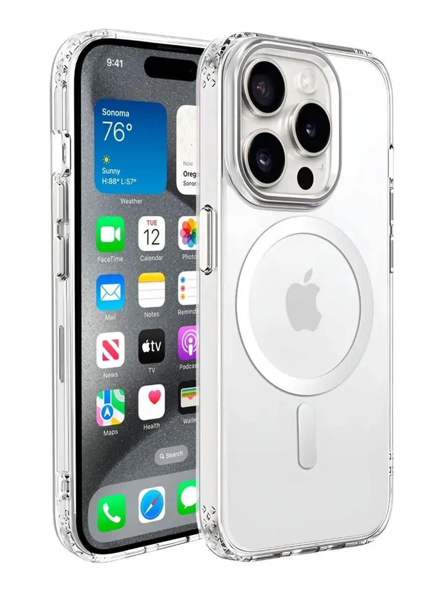 Чехол Gurdini "Rome Series", для iPhone 14 Pro Max, ударопрочный, прозрачный, с Magsafe