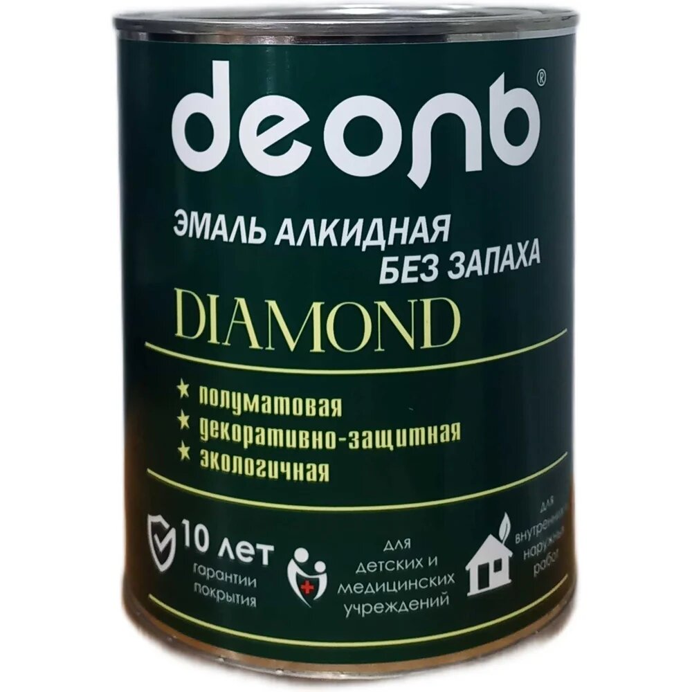 Алкидная эмаль Деоль без запаха Diamond RAL6026 зеленая 0,75л полуматовая 33513