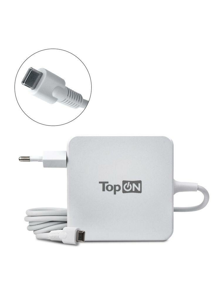 Блок питания 100W c кабелем Type-C, универсальный, с быстрой и умной зарядкой, белый (TopON)
