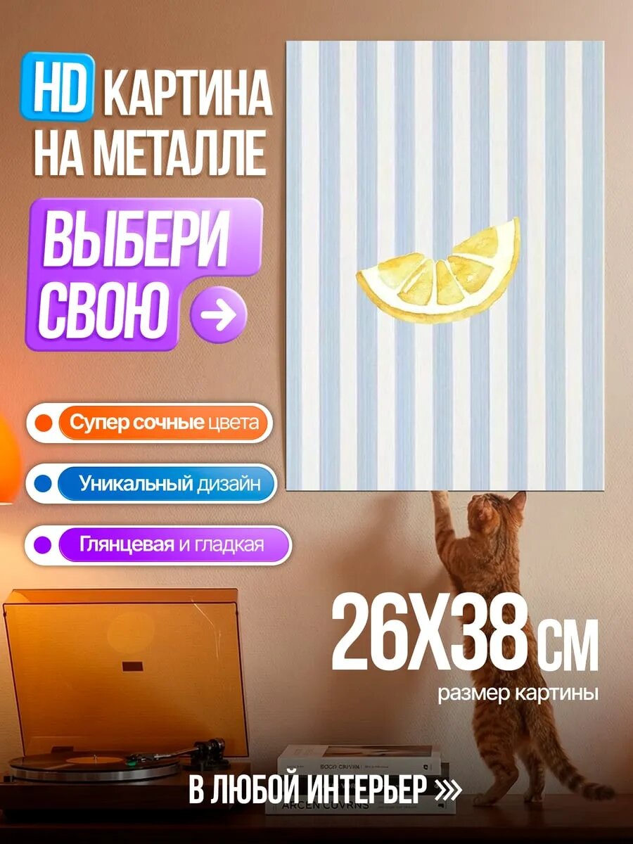 Картина на HD металле Лимонная долька