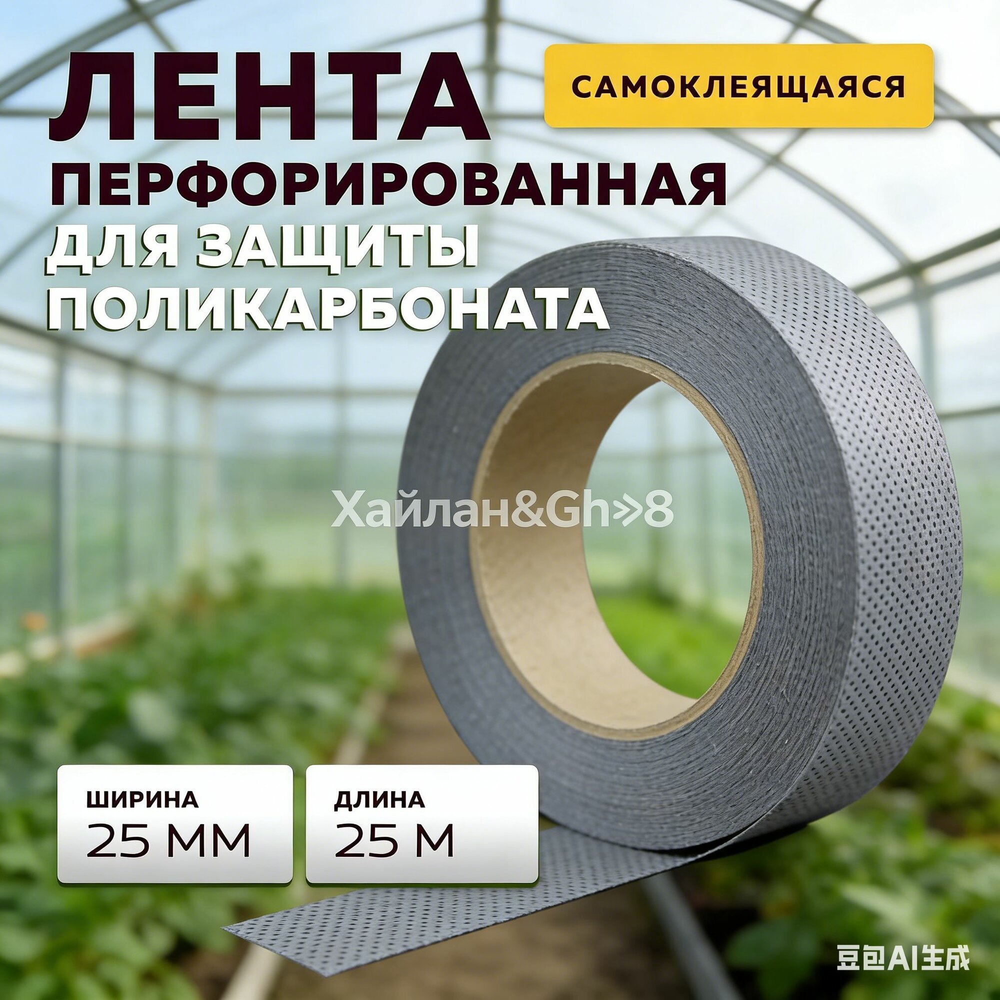 Лента для ремонта поликарбоната 25 мм шириной, 25 м, для тепличных работ