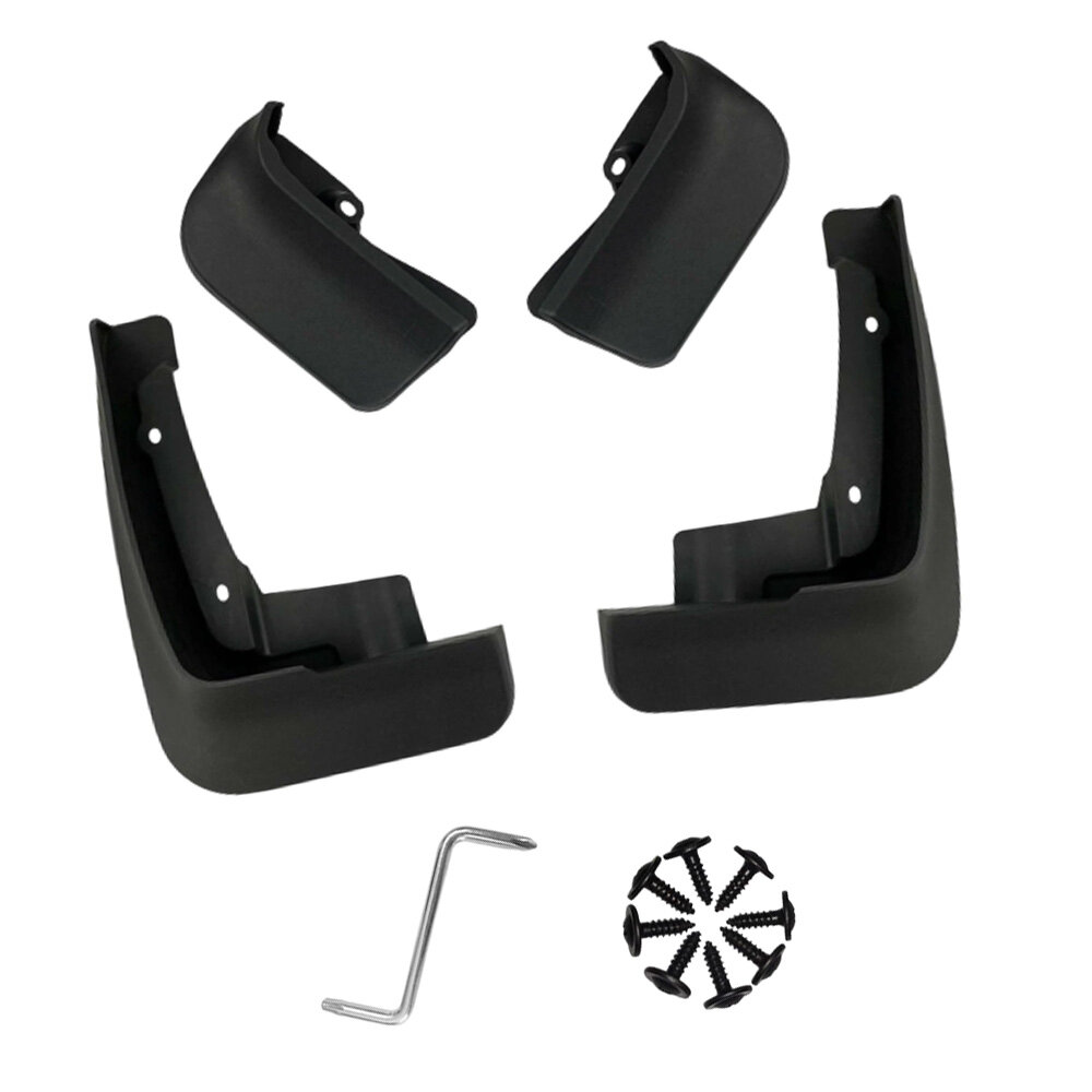 Комплект 4 брызговиков для VW Transporter T5 T6 T6.1 2005-2024, черные перед/зад из ПП с винтами и инструментом
