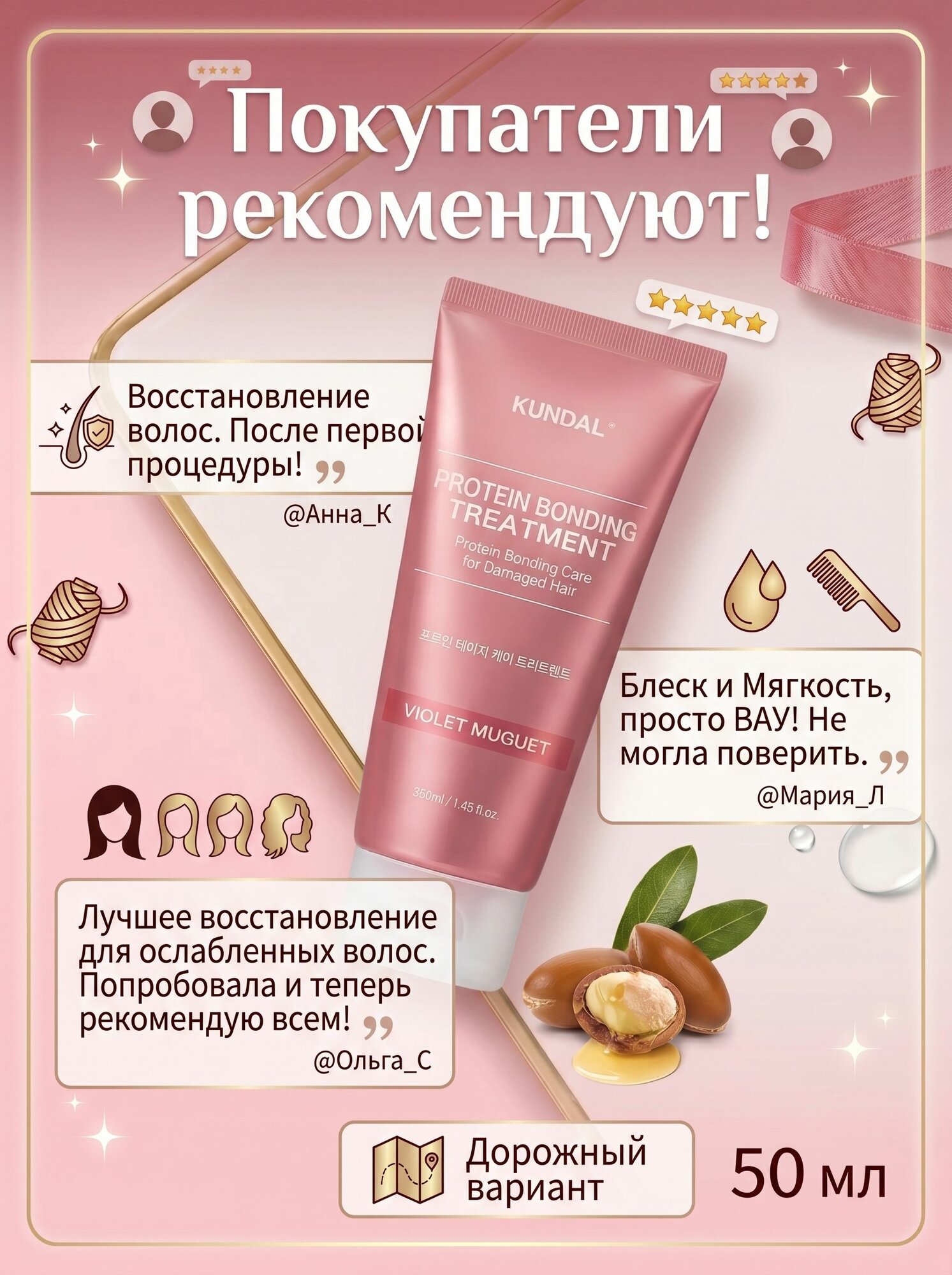Маска для волос MINI PROTEIN BONDING TREATMENT 50ML KUNDAL