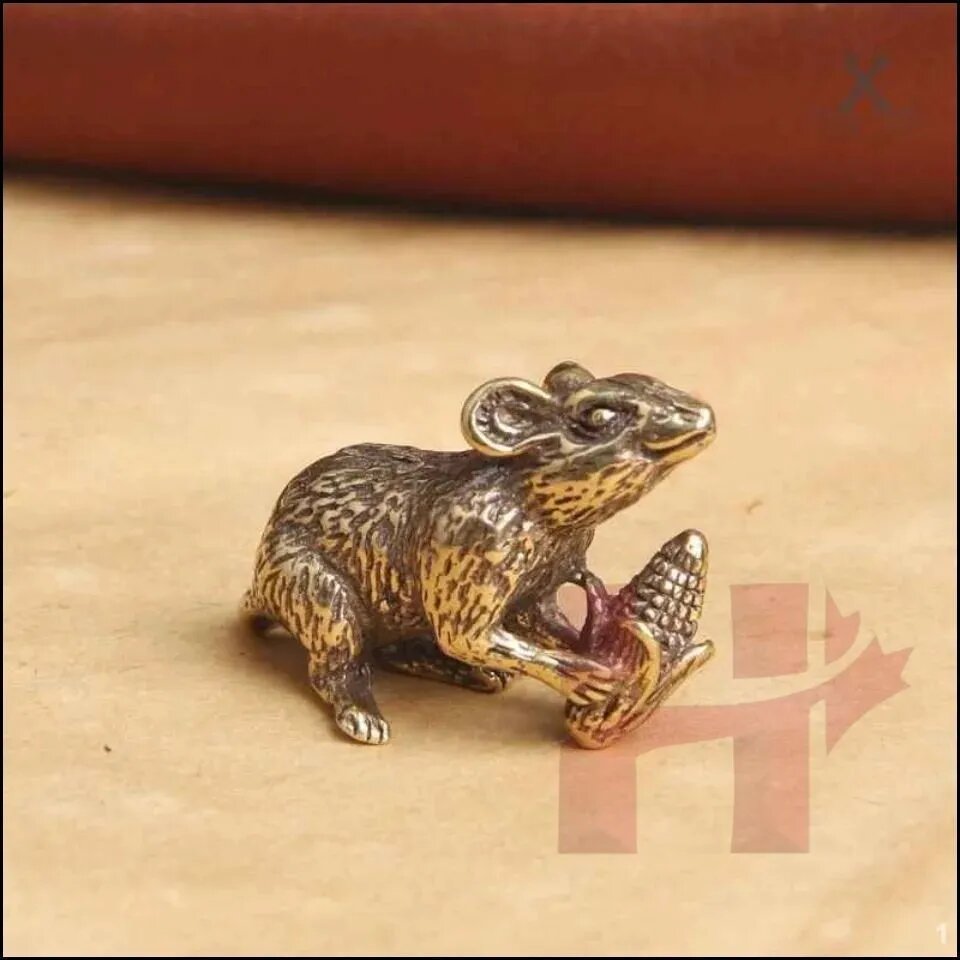 Фигурка мыши из латуни с кукурузой брелок амулет Фен-Шуй сувенир подвеска