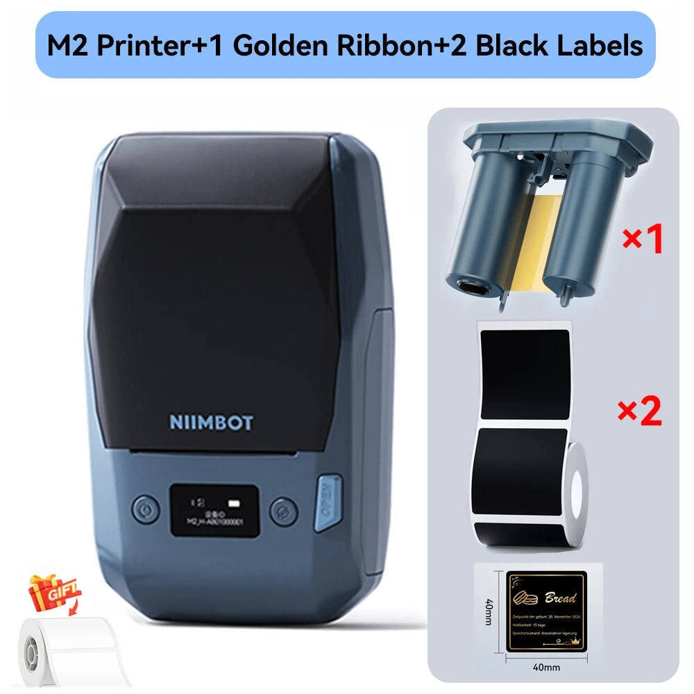 Niimbot M2 принтер этикеток, Gold-40x40-Black2