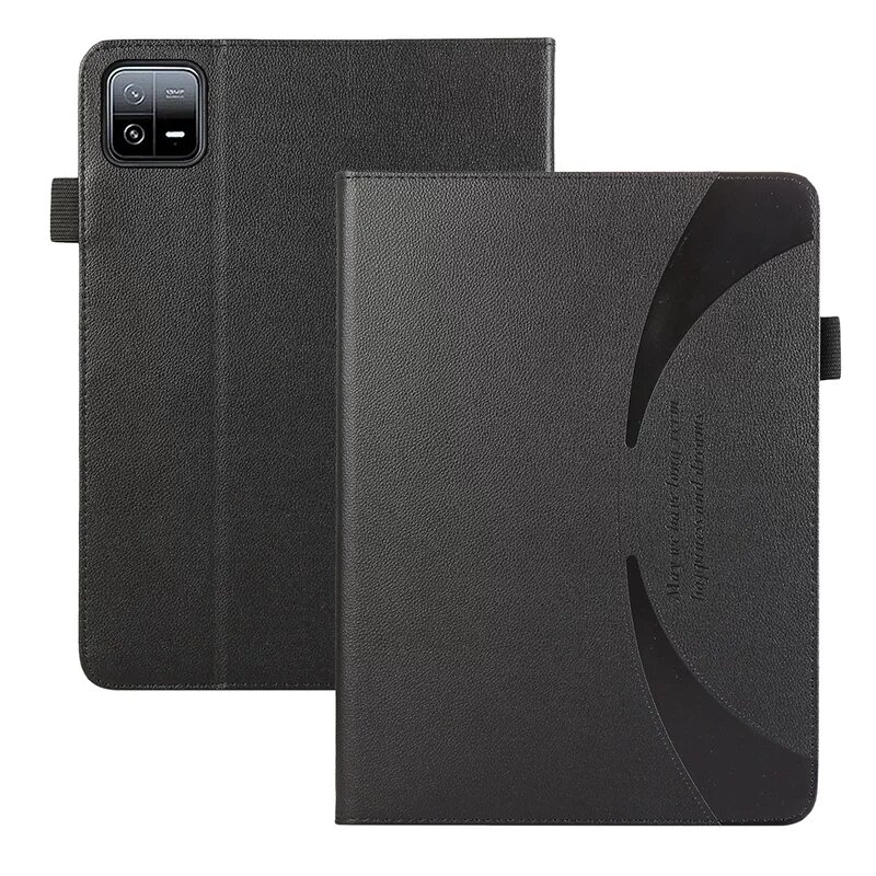 Премиум кожаный чехол для планшета Xiaomi Pad 5/5 Pro 11 дюймов с закаленным стеклом и отсеком для ручки - Черный