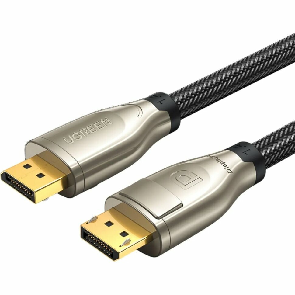 Кабель UGREEN DP112 60843 1.4 DP M/M Round Cable Zinc Alloy Shell 2м черный, 2142525