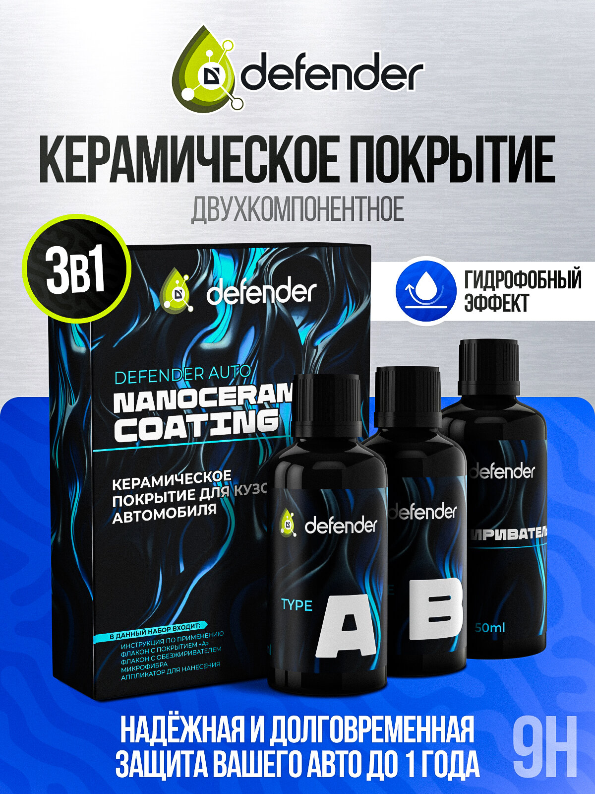 Керамическое покрытие для автомобиля (жидкое стекло) NanoCeramic 9H от Auto 110 мл