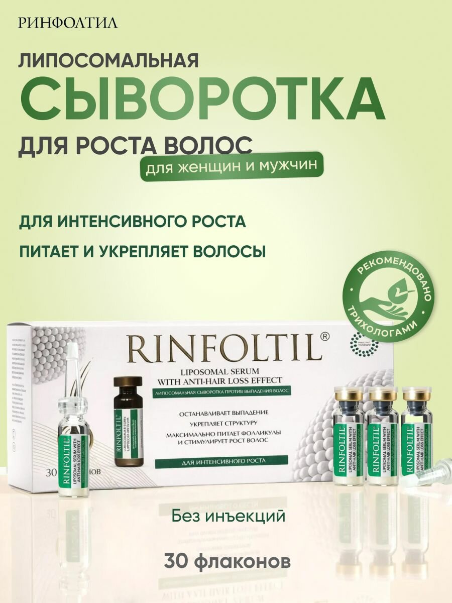 Ринфолтил сыворотка для интенсивного роста и укрепления волос на голове в ампулах для мужчин и женщин