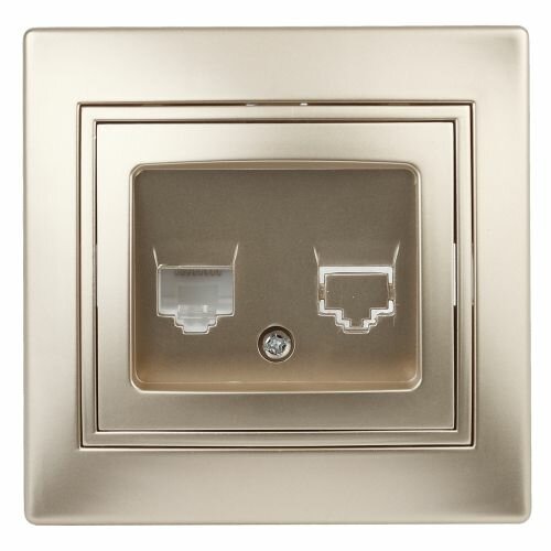 Розетка компьютерная 1-м СП Plano 1-303-04 RJ45 IP20 шампань Intro Б0030087