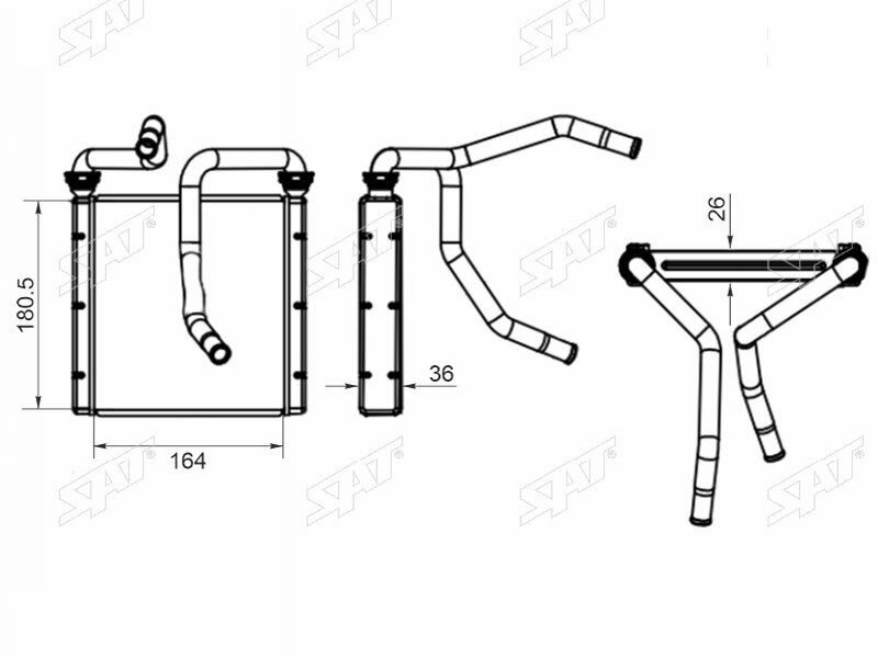Радиатор отопителя салона SAT ST-87-0014 Subaru Legacy 98-03 / Legacy B4 98-03