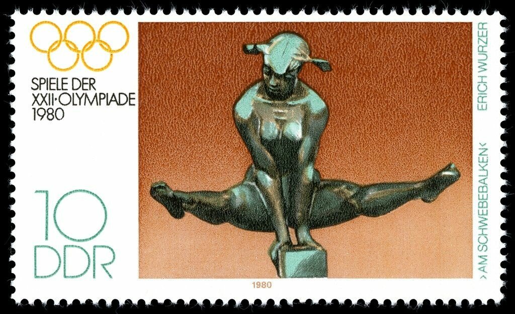 (1980-028) Марка Германия (ГДР) "Гимнастика" Летние ОИ 1980, Москва II
