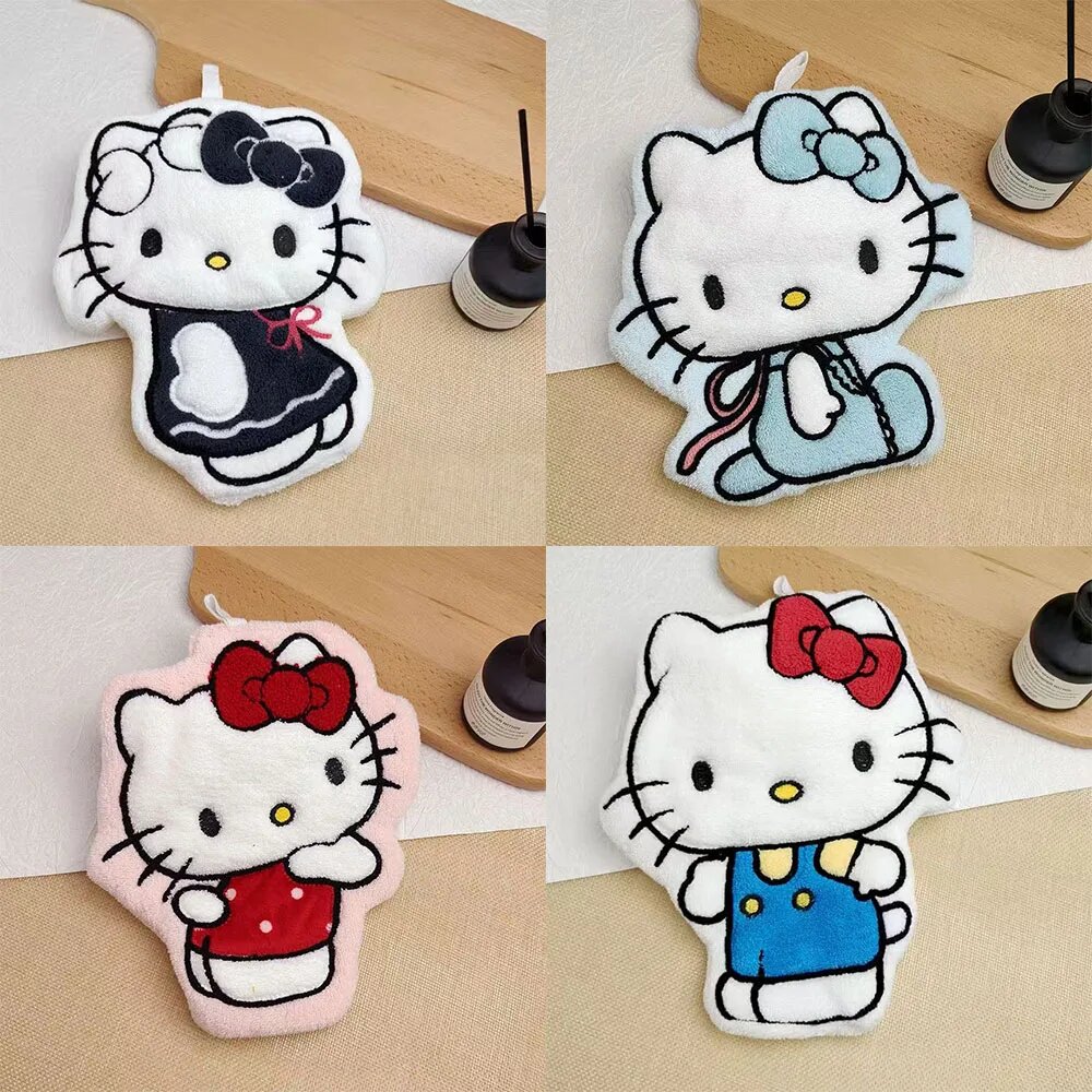 MINISO Набор из 1/4 милых туалетных полотенец Sanrio Hello Kitty, быстросохнущие, двухслойные, мягкие, декоративные аксессуары,