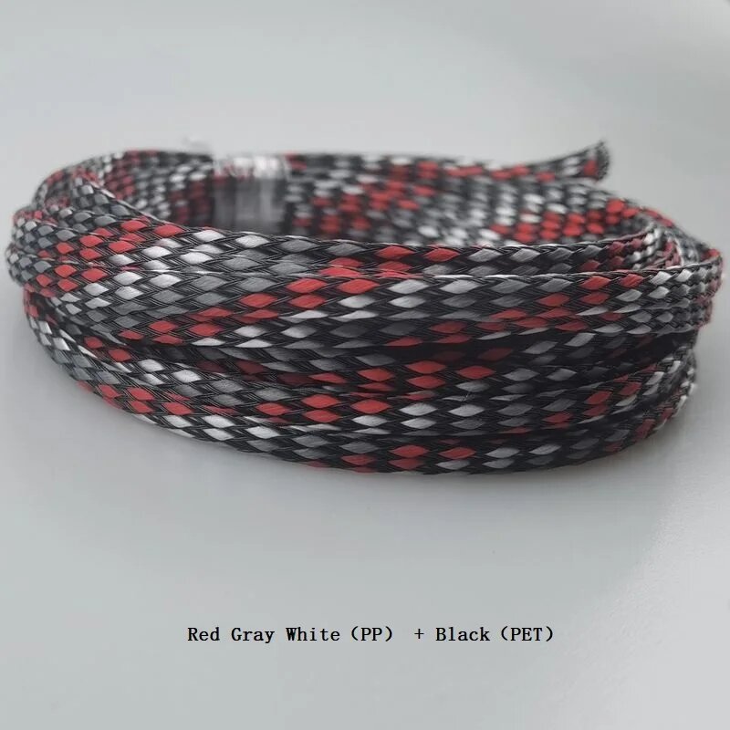Тканевый кабельный рукав 8 мм RedGreyWhiteBlack