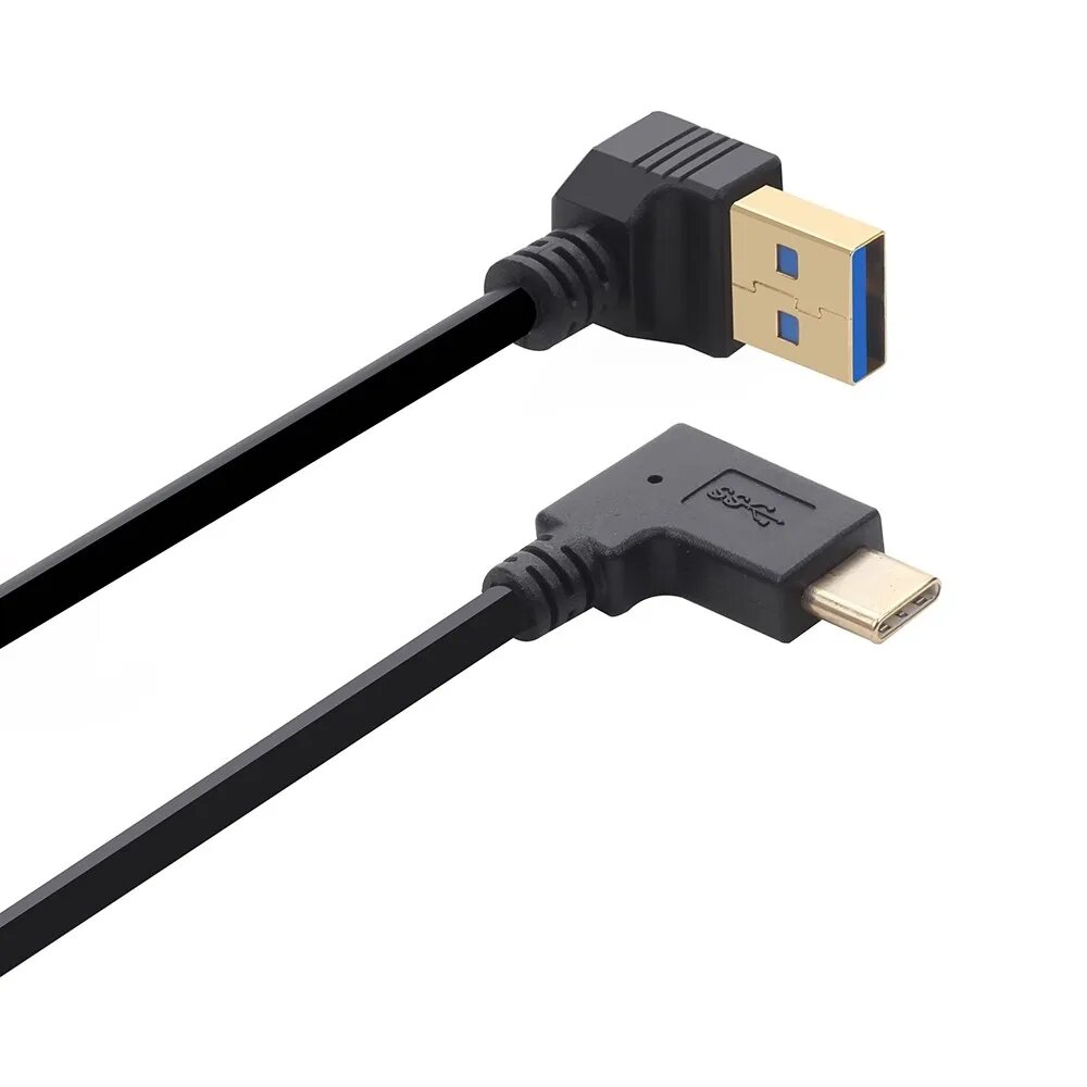 USB 3.0 А на Type-C удлинительный кабель 90 градусов