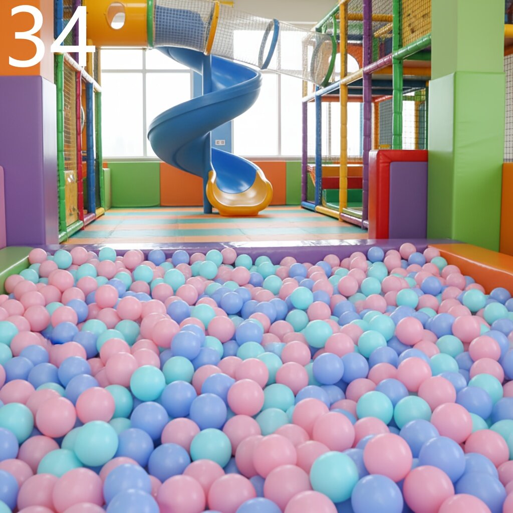 Шары для игрового бассейна, 34 шт, яркие (синий, бирюзовый, розовый)