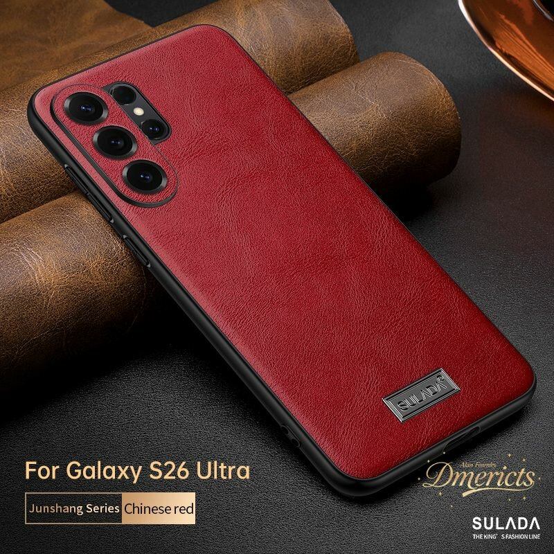Роскошная кожа чехол для Samsung Galaxy S26 Ultra (Самсунг Галакси С26 Ультра), Металлический кронштейн кожаный чехол с металлическим держателем чехол для смартфона с подставкой