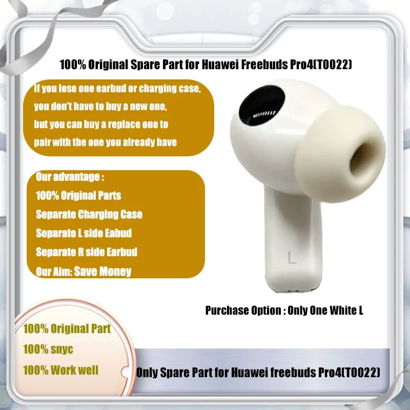 Запасная часть для Huawei Freebuds Pro 4 (T0022) Pro 4-White Left