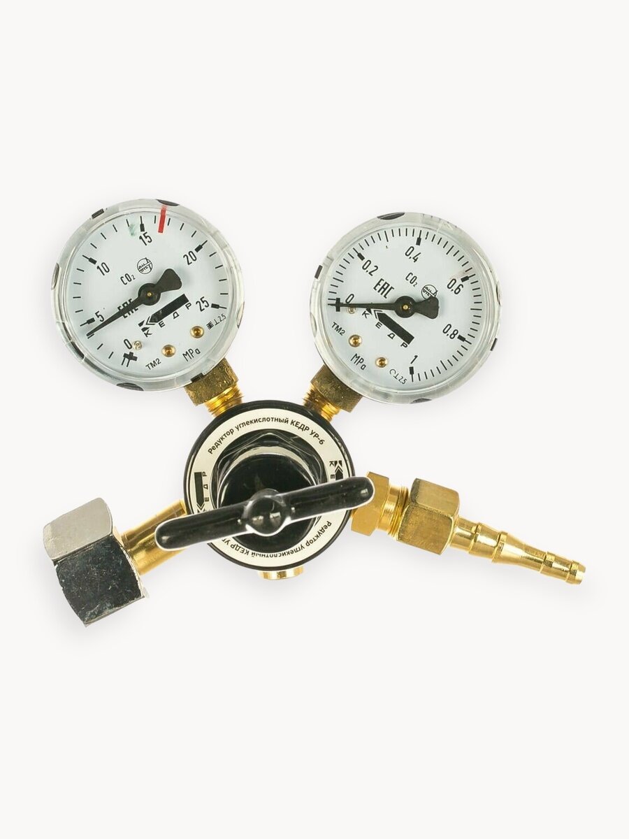 Редуктор углекислотный Кедр УР-6 8012037, 2 манометра, металлический корпус, пропускная способность 6м3/ч