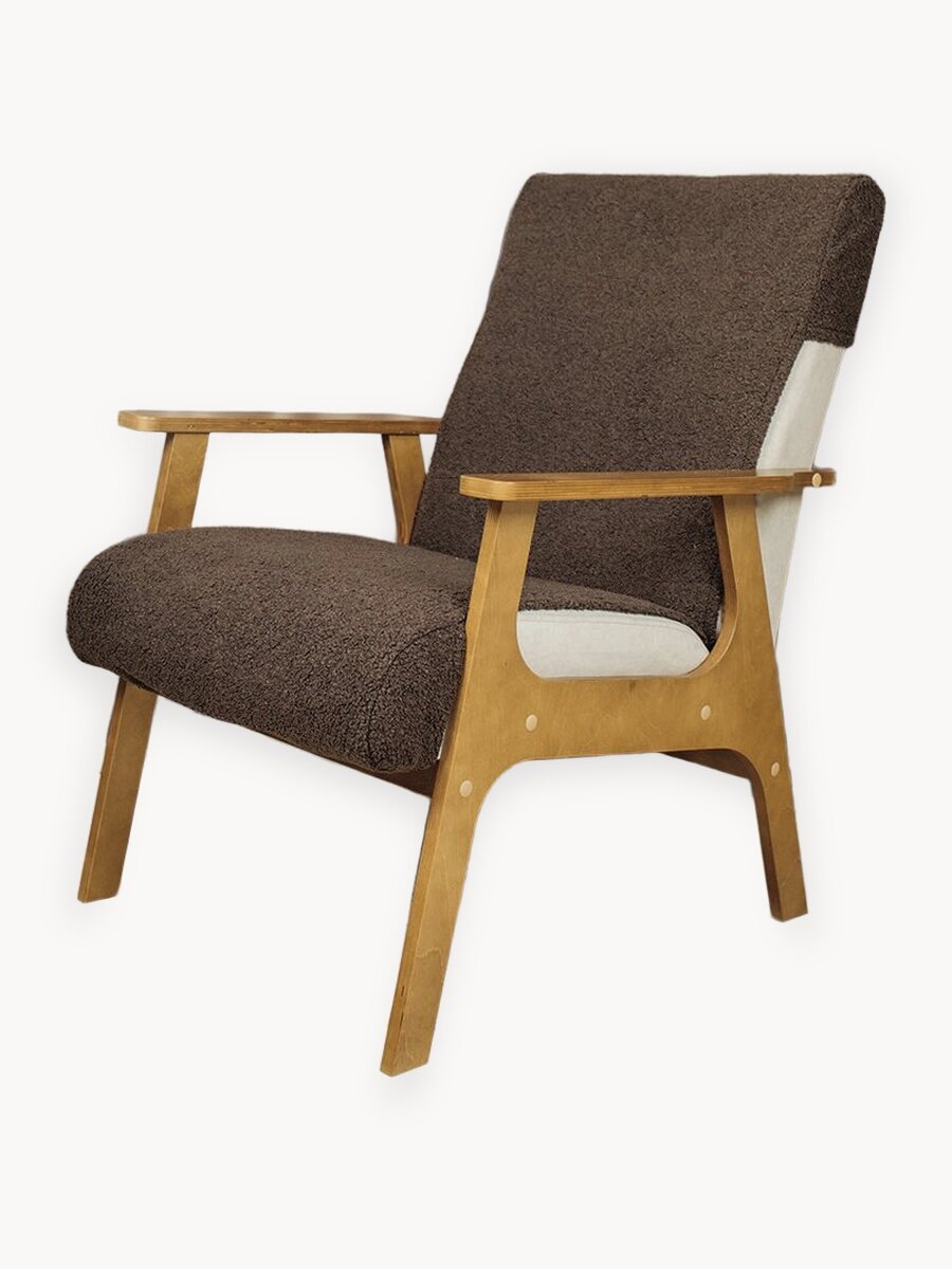 Чехол накидка на кресло LADY MAY универсальный на кресло с деревянными подлокотниками 114 x 52 см Букле