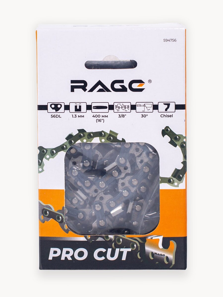 Цепь пильная для бензопил PRO Cut 56 звеньев 400 мм (16" ) 3/8" 1.3 L56-3/8-1.3 RAGE