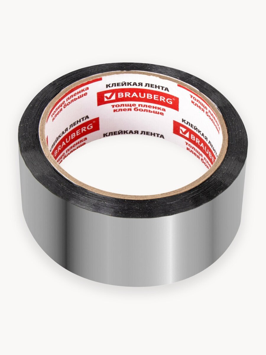 Клейкая металлизированная лента 48мм х 50м, полипропиленовая основа, подвес, BRAUBERG, 606768