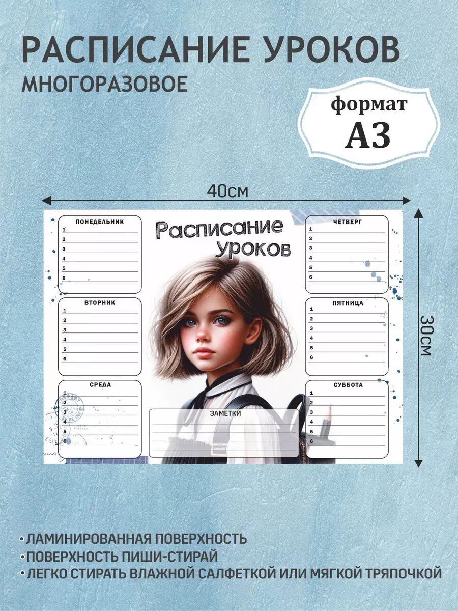 Расписание уроков настенное многоразовое