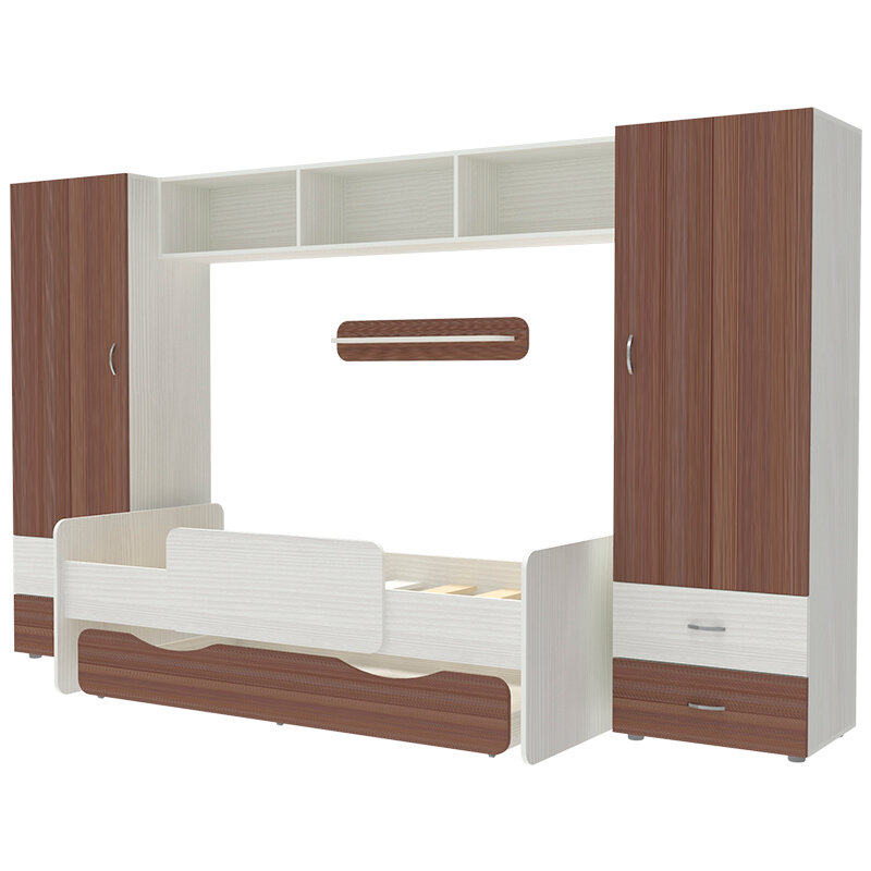 Детская стенка Л №16 Белое Дерево Бодего Темный