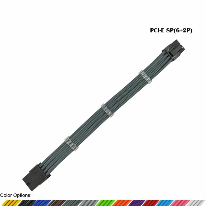 Кабель-удлинитель PCI-E 8-контактный 18AWG Pure Color Male-Female, встроенные кабельные гребни, различные варианты цветов