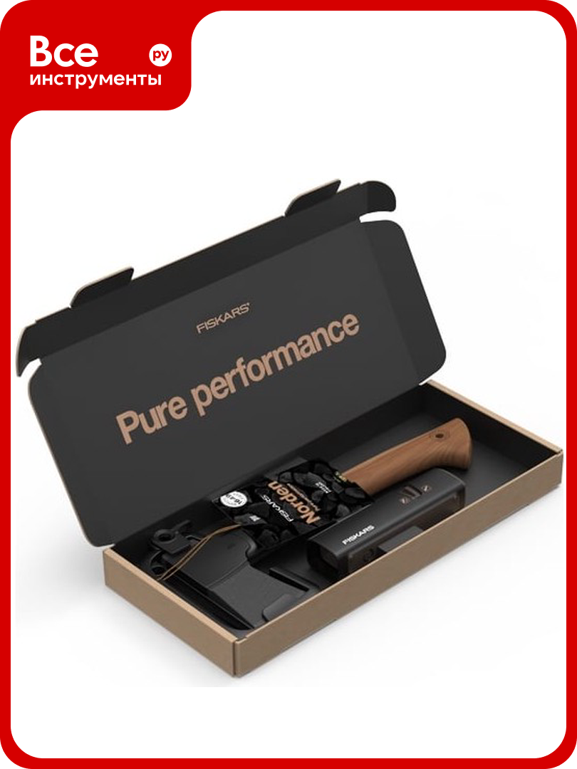 Набор Fiskars: топор универсальный Norden N7 NC COC 021366 FSC Mix + точилка, для рубки небольших деревьев и веток