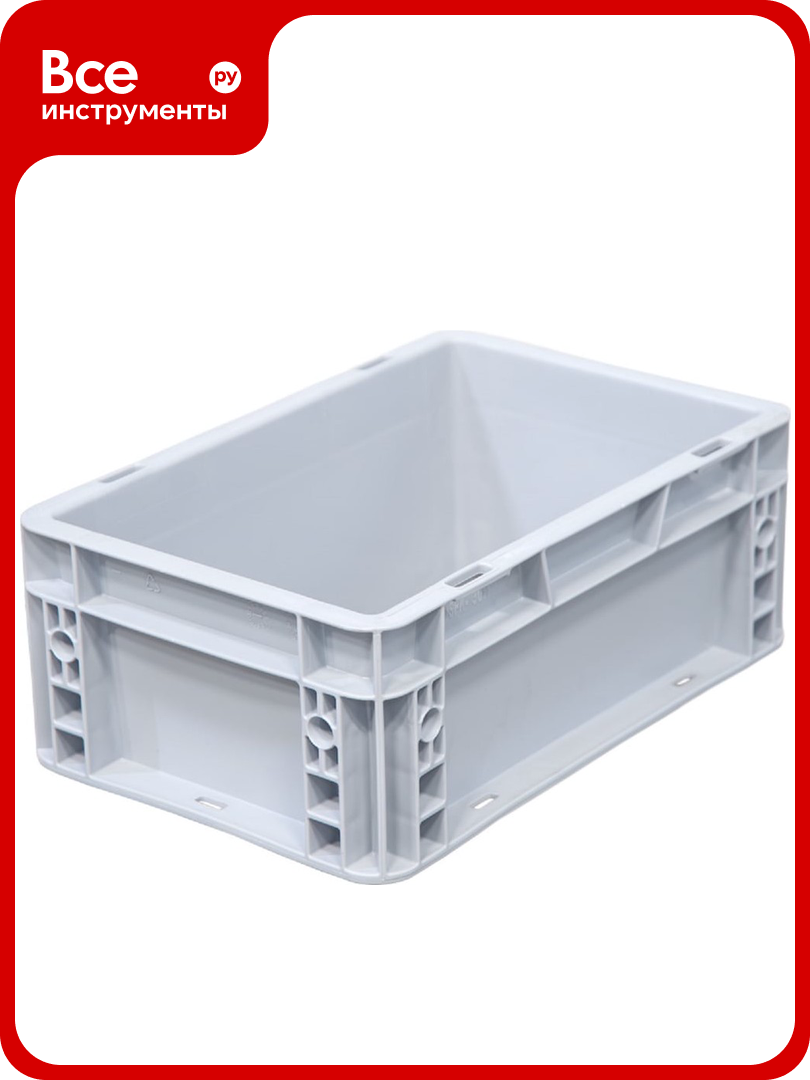 Ящик Sembol Plastik п/п, 300x200x120 мм, сплошной, гладкое дно, цв. серый 24286, белый, универсальный, 300×200×120