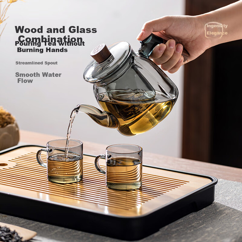 Mud Also Glass Tea Pot with Tea Separation, Thickened Large Capacity Tea Infuser with Filter, High-end Water Kettle Tea Set
