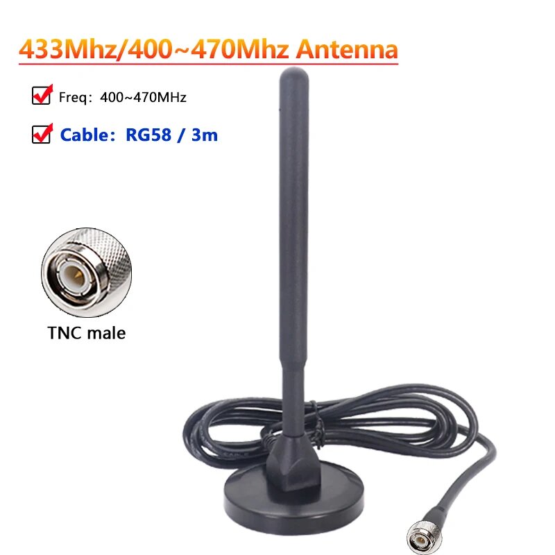 SMA TS9 N TNC BNC Male 433 МГц Lora с высоким коэффициентом усиления 12dbi Omni WiFi Внутренняя наружная водонепроницаемая антенна маршрутизатора для повышения сигнала, TNC Male And 3m