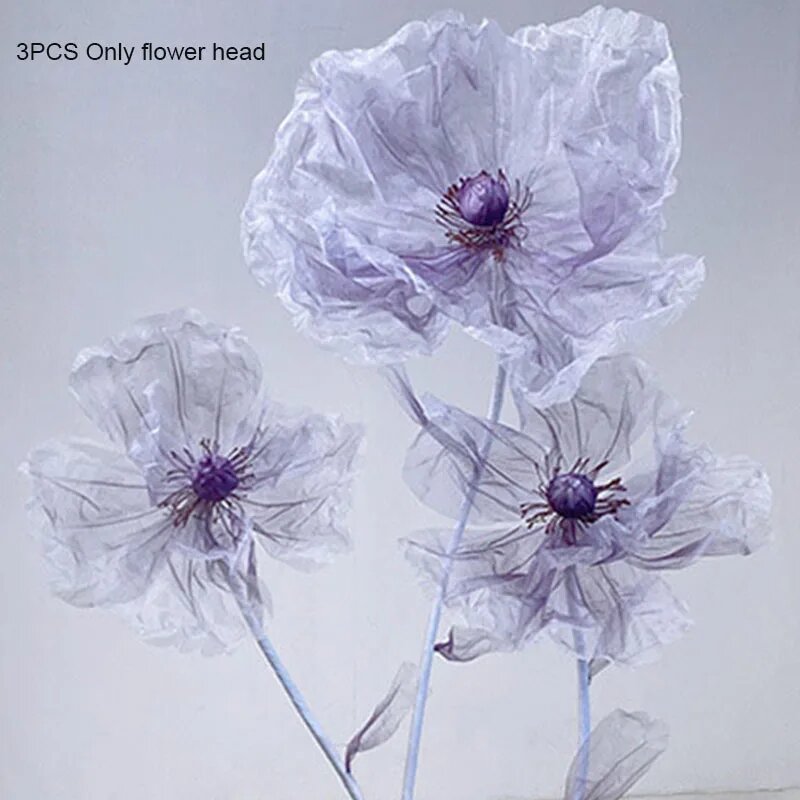 Набор из 3 предметов, свадебный реквизит, Большой Мак, дорога, цветок, праздничный цветок, Декор, окно, Шелковый цветок, окно, Мак, 3Purple flower head