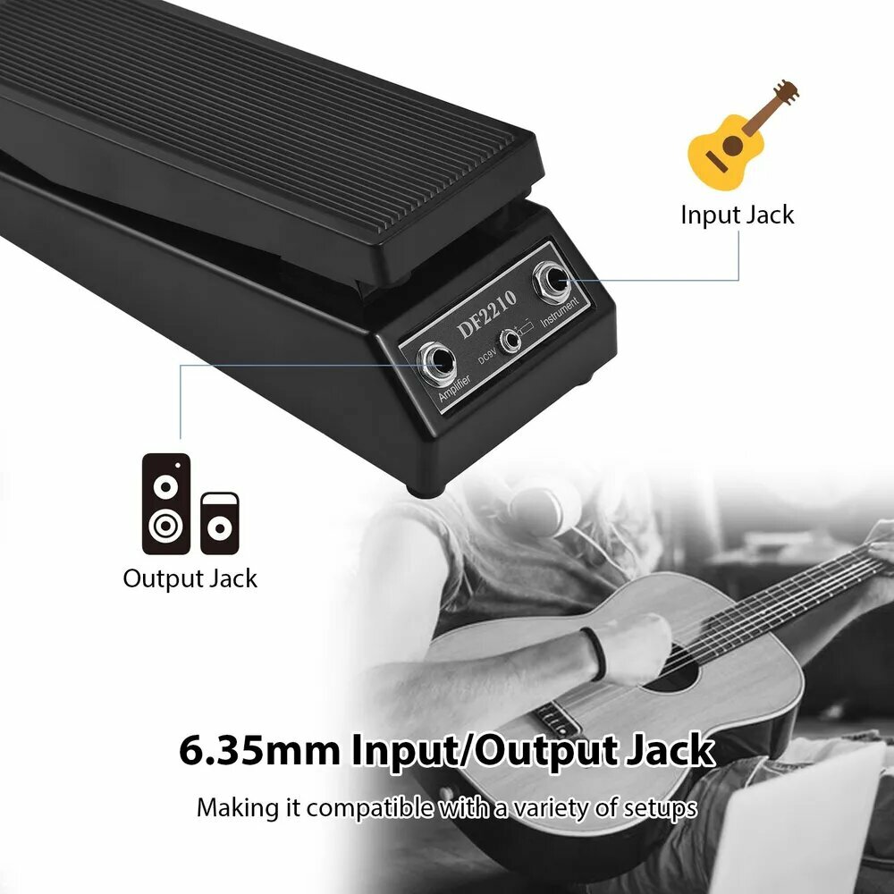 Педаль эффектов, для электрогитары и акустической гитары, 6,35мм, 24х9х10см, 550г, черная