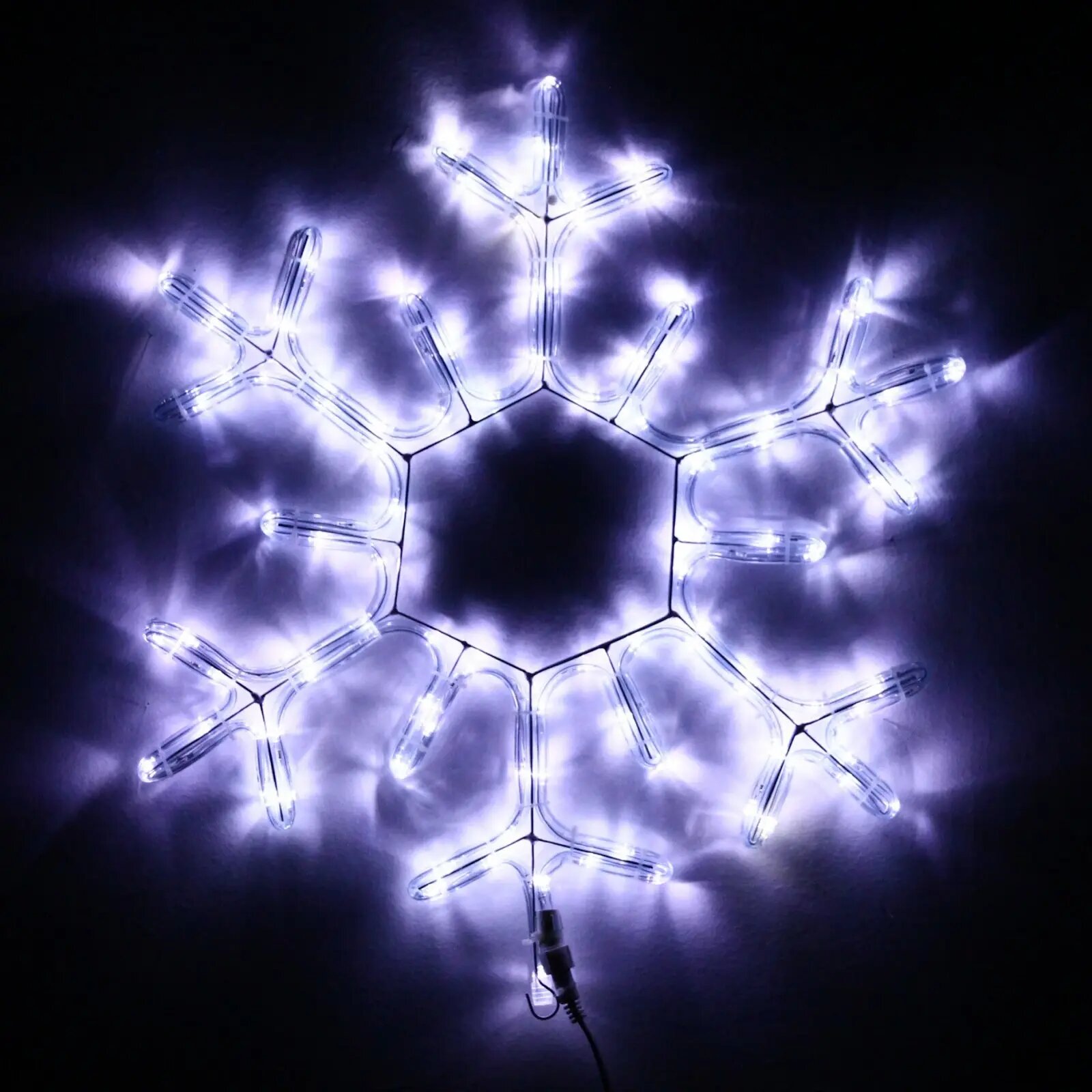 Светодиодная фигура 'Снежинка', 55 см, белый, дюралайт, мерцание, для декора